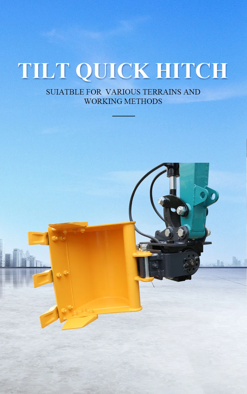 Mini Excavator Attachment with 360 Degree Tilt Rotary Hitch
