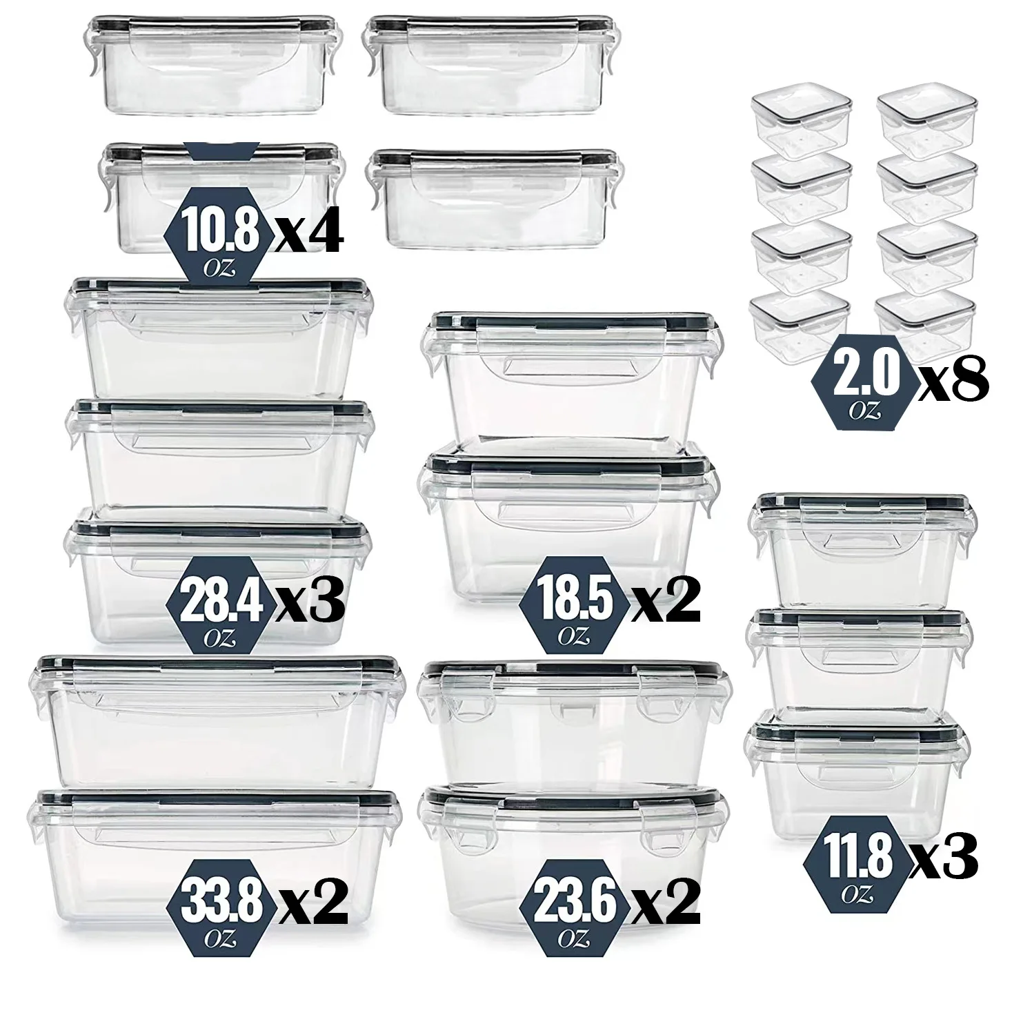 24 Pack Plastic Leak-proof Bpa-free Food Storage & Containers Set For ...
