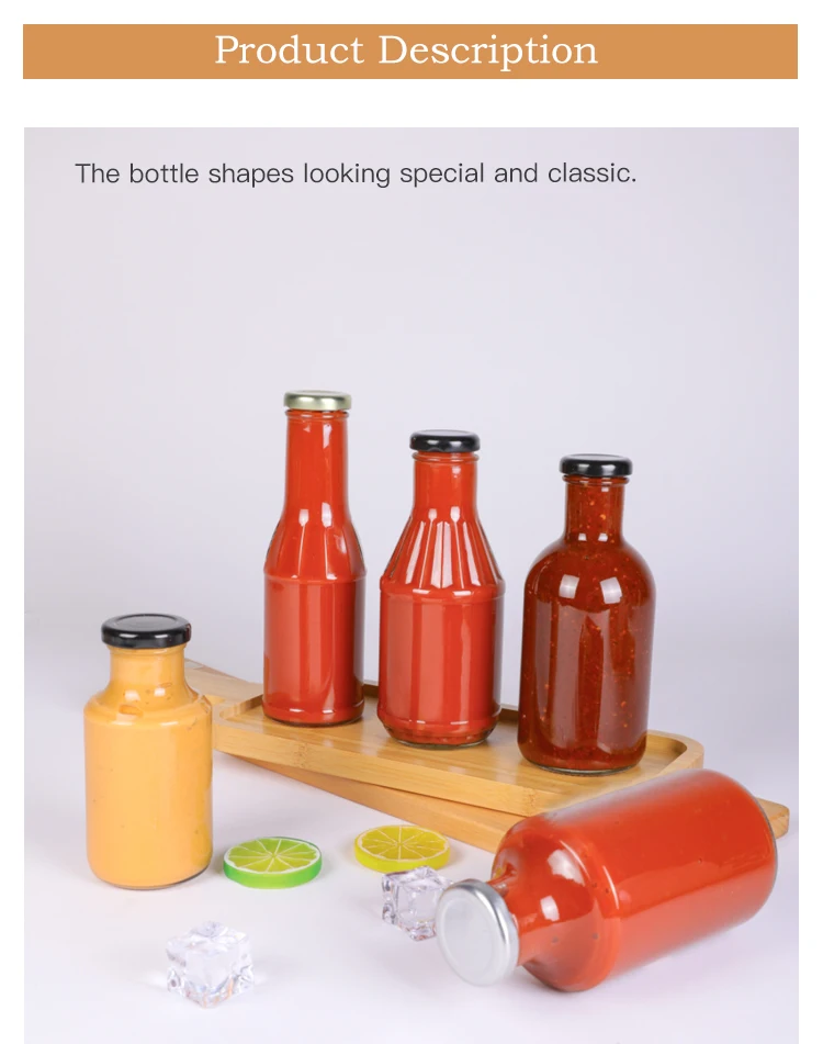 Different Shape Food Grade 500ml 375ml 250ml Glass Dressing Condiments ...