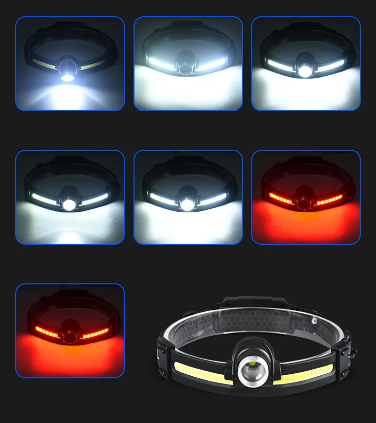 New Led Induction Headlamp Outdoor Strong Light Charging Zoom Model Cob ...