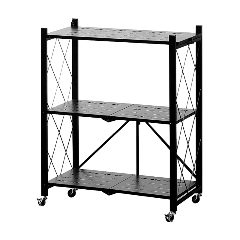 Three-level floor-to-ceiling microwave storage rack Foldable multi ...