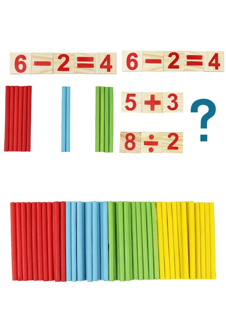 Wooden Toys for Children Mathematics Game Stick Math Numbers Counting ...