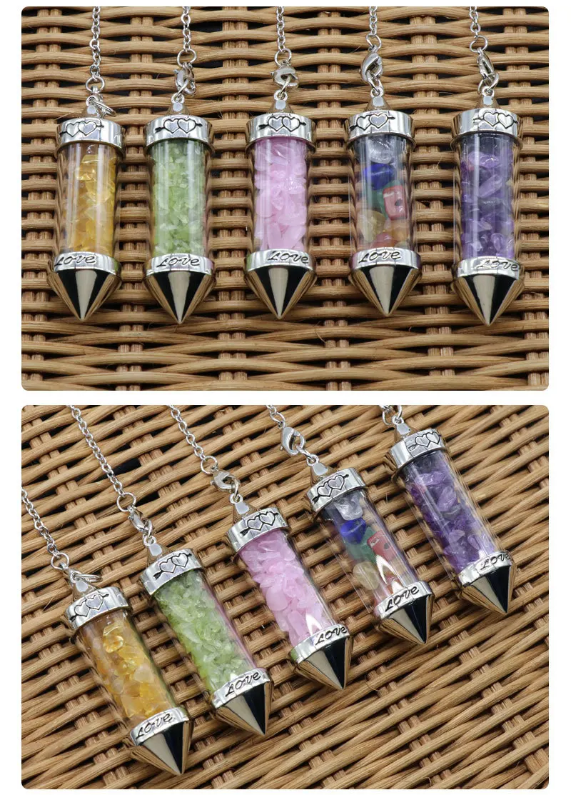 Seven Chakra Pendulum Seven-chakra Gravel Pendulum Amethyst Powder ...