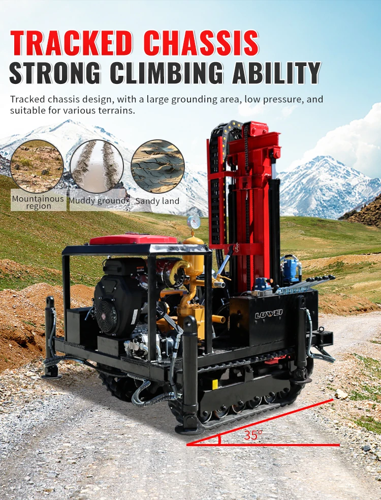 Compact Structure DTH Drill Machine Depth Pneumatic DTH Rubber Crawler ...