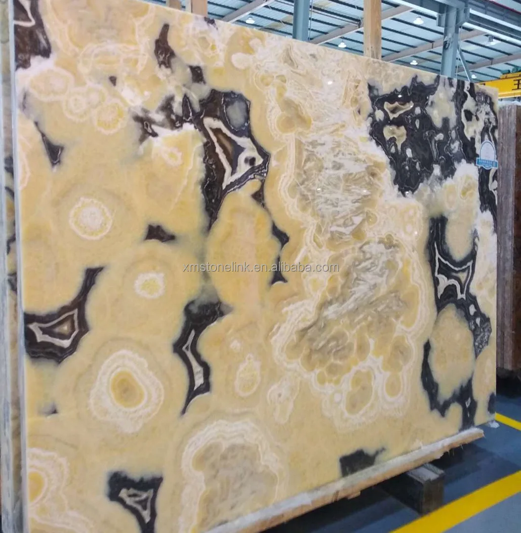 Luxury Yellow Onyx Translucent Blue Stone Onyx Slab Tiles