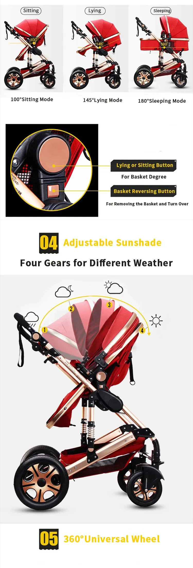 Beleco Stroller 3 in 1 - Versatile Baby Pram for 0-3 Years