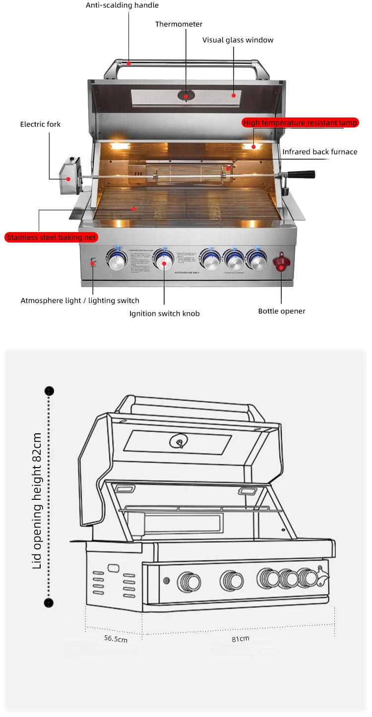 Outdoor Kitchen BBQ Grill Cabinets - Heavy Duty 304 Stainless Steel