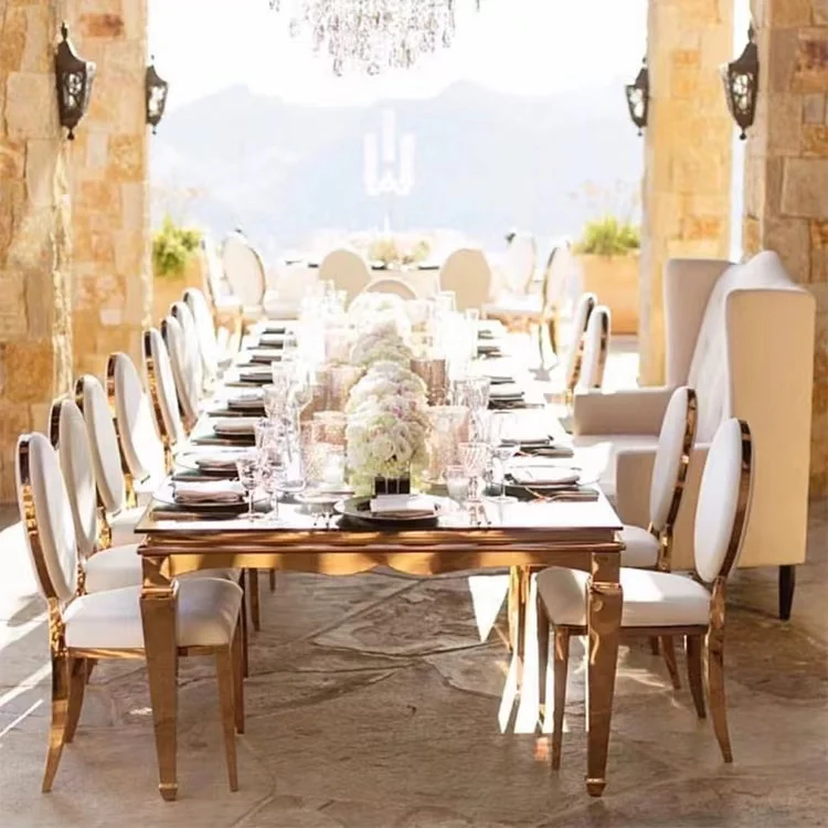 Luxury Gold Stackable Leather Round O Back Party Chairs