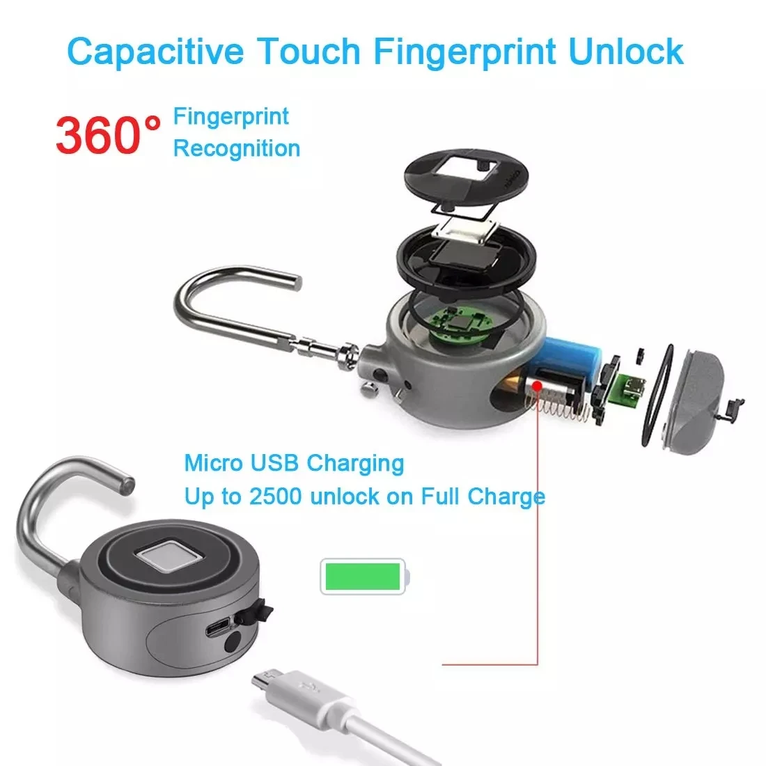 Smart Padlock with Fingerprint and App - FB50 by Polymath