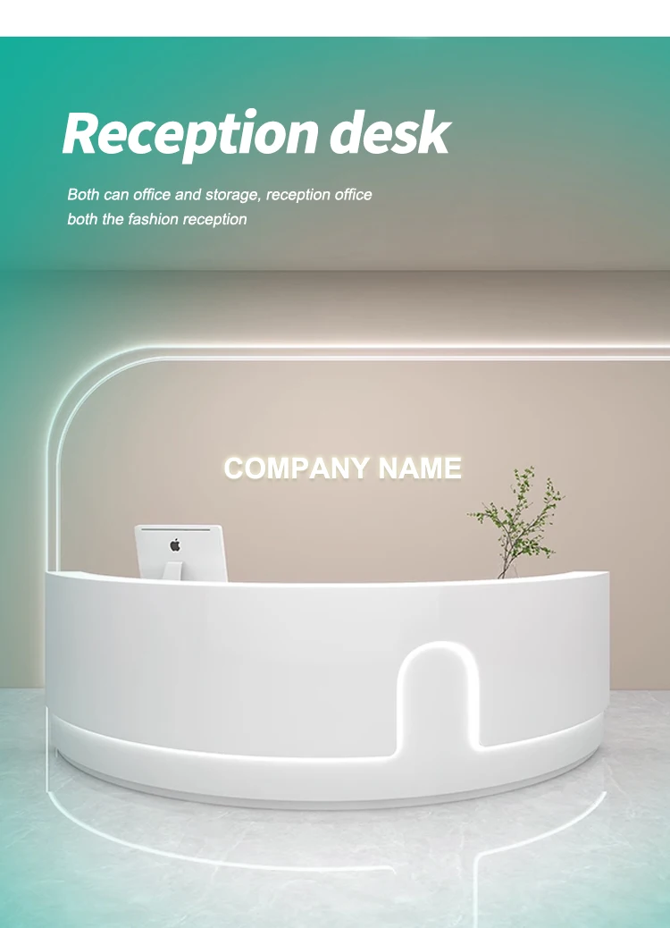 Minimalist Curved Reception Desk For Office Clinic Beauty Salon ...
