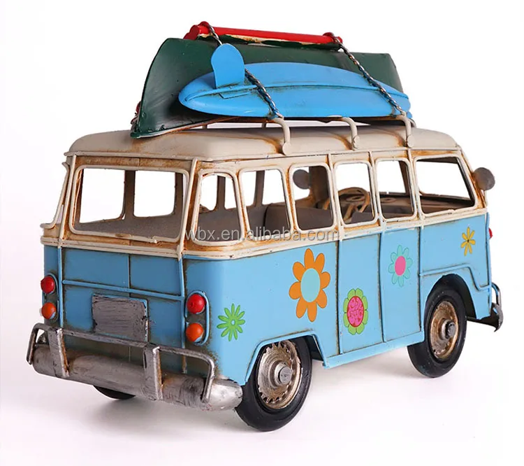 Iron Bus Figurines - Vintage Metal Miniatures for Home