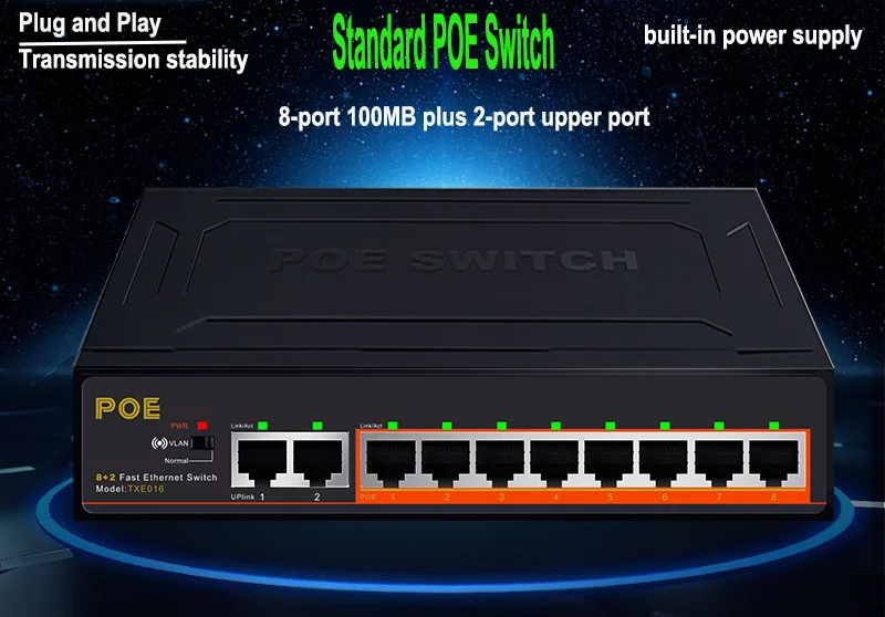 Reverse Poe Switch 10/100/1000m Gigabit Ethernet Switch 8 Rj45 Lan Utp ...