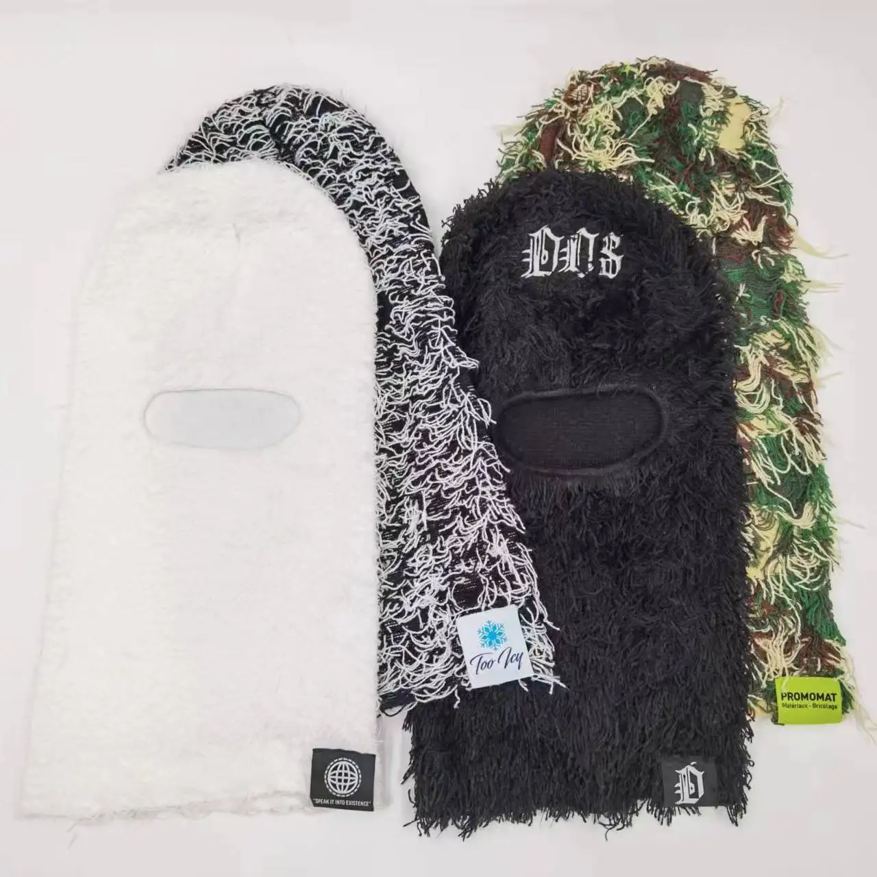 Wholesale Custom Distressed Balaclava Beanie Designer Winter Camo ...