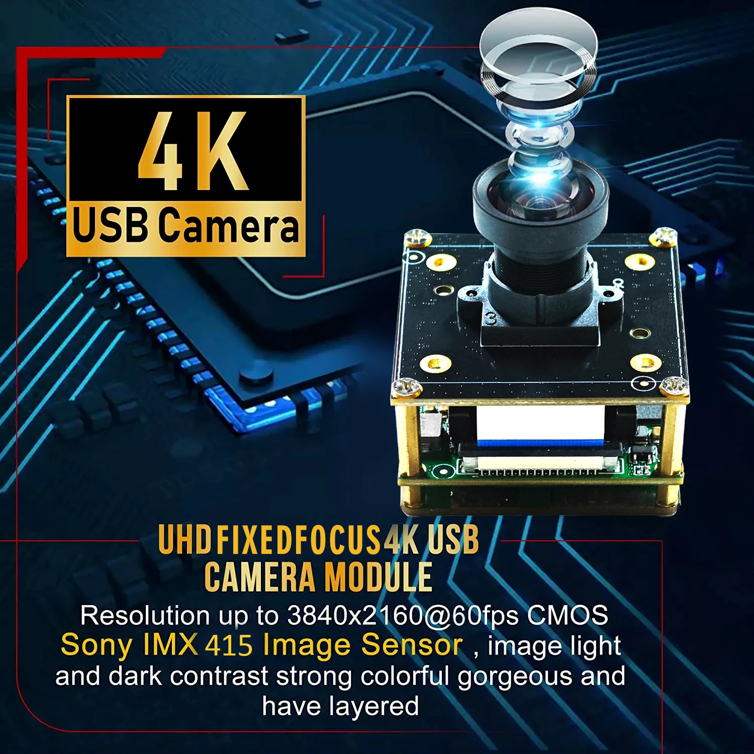 4k Webcam Imx415 Sensor Microphone Manual Lens High Speed 60fps ...