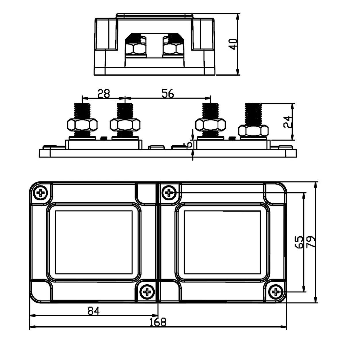 Heavy Duty 400A Bus Bar Power Distribution Block Ground Busbar Box ...