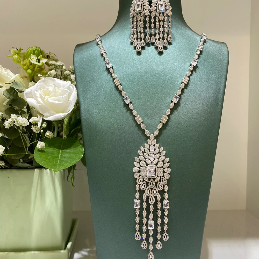 013581 New Long Necklaces Set for Women Cubic Zircon Necklace Sets ...
