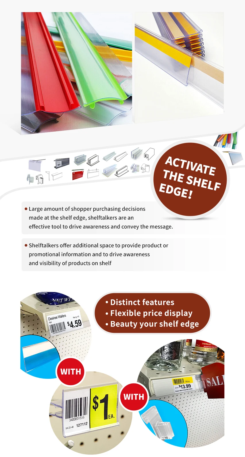 Pvc Plastic Glass Wooden Shelf Edge Clip Data Strips Ticket Label ...