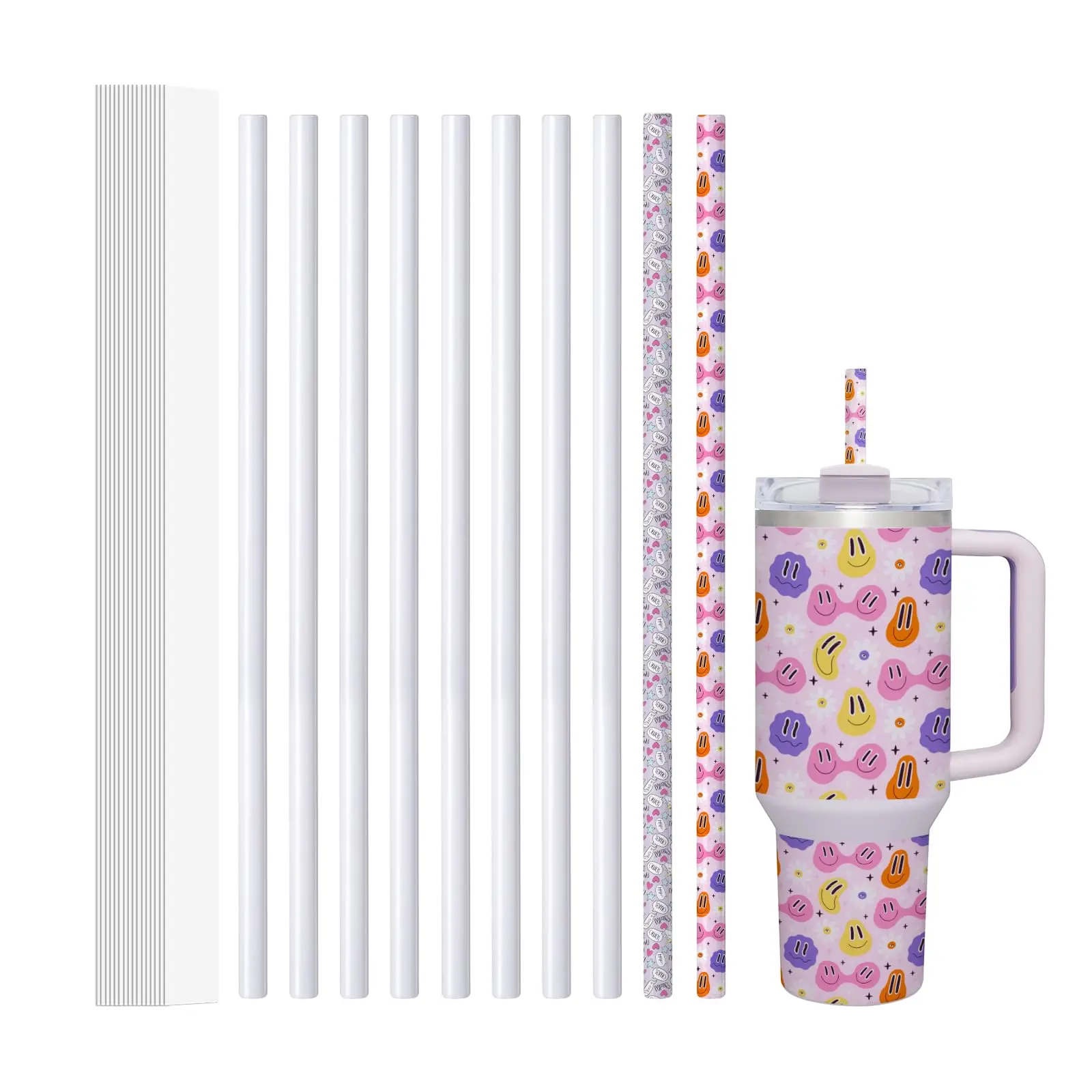 Pyd Life Sublimation Stainless Steel Metal Straws Blanks White 0.4" X ...