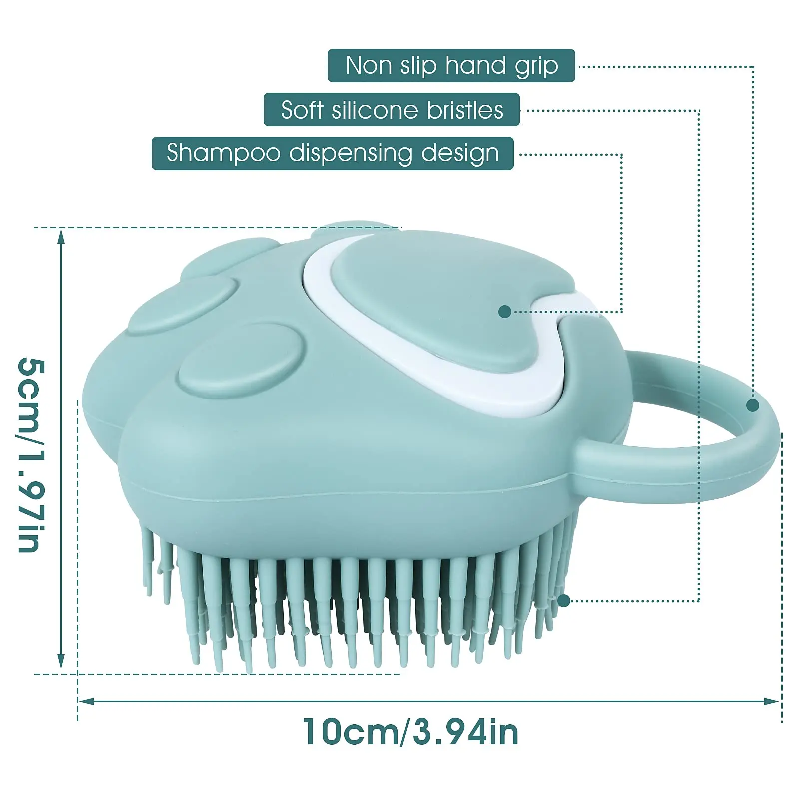 Pet Brushes Bath Massage Brush Shampoo Dispenser Silicone Shower Brush For Cat Pets Bathing ...