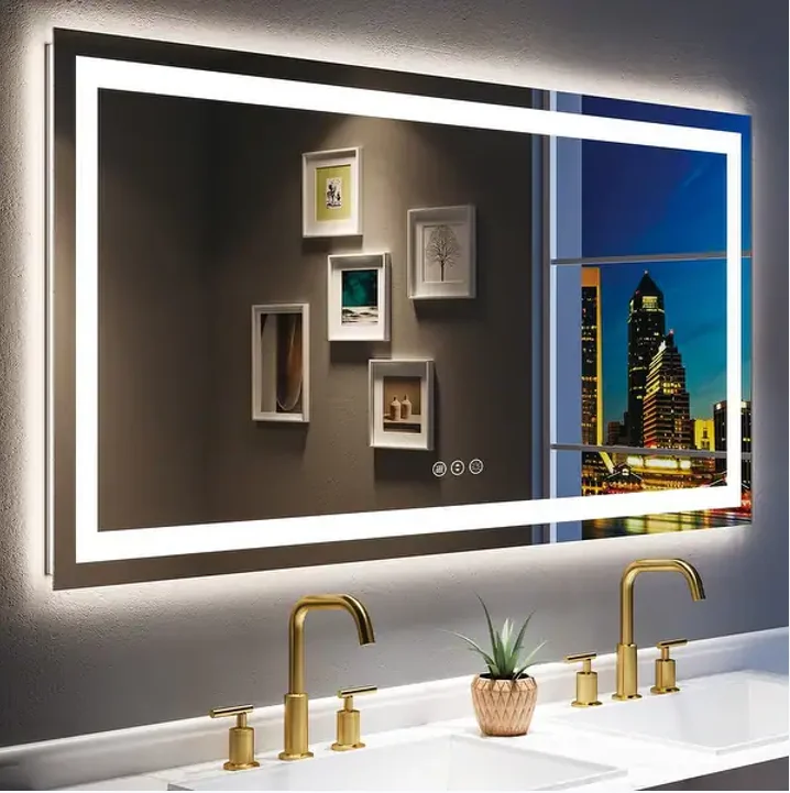 Wall Mount Android Smart Mirror With HD Television Rectangle Bathroom ...
