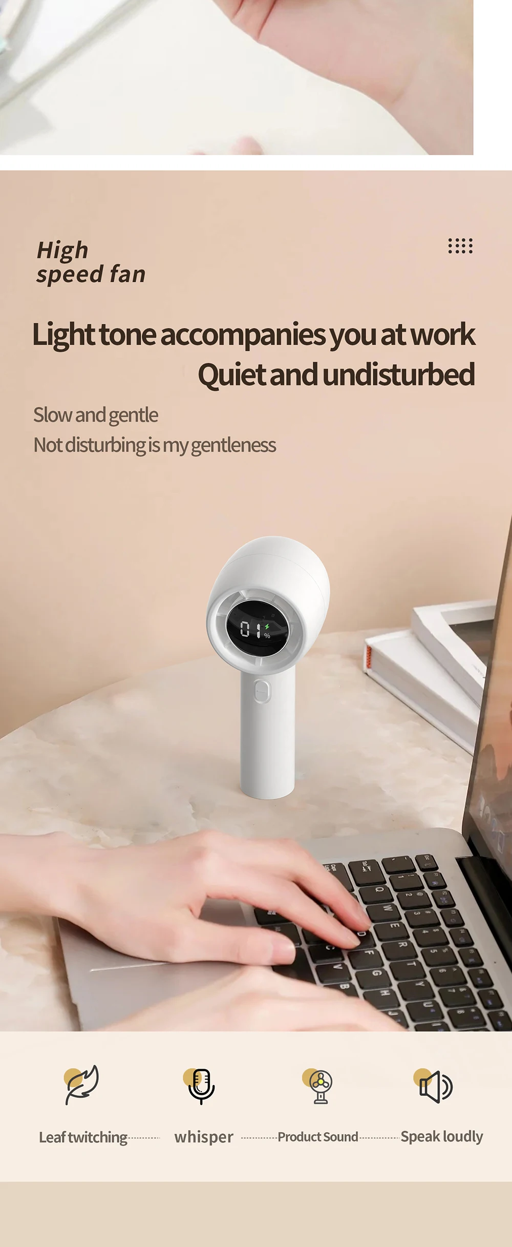 Turbo Design Rechargeable Handheld USB Mini Fan - Portable Cooling