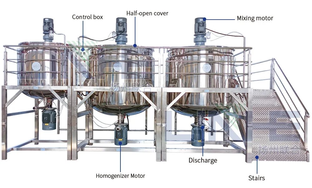 1T/ 2T Emulsifying Mixing tank Detergents Detergent High-speed Scraping ...