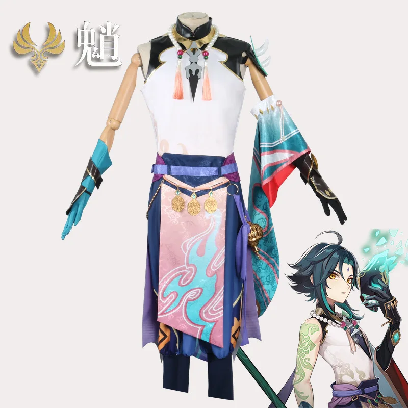 Anime Genshin Impact Xiao Cosplay Costume With Wig Carnival Halloween ...