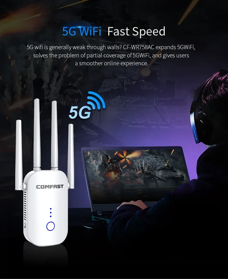 Comfast CF-WR758AC Wifi Repeater - 1200mbps Signal Amplifier