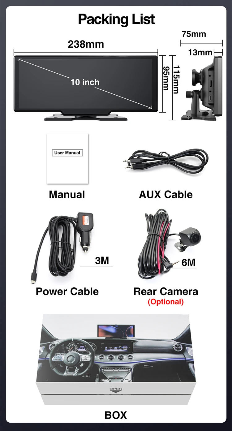 JMC UHD 4K WIFI Rear View Mirror Dash Cam with Night Vision