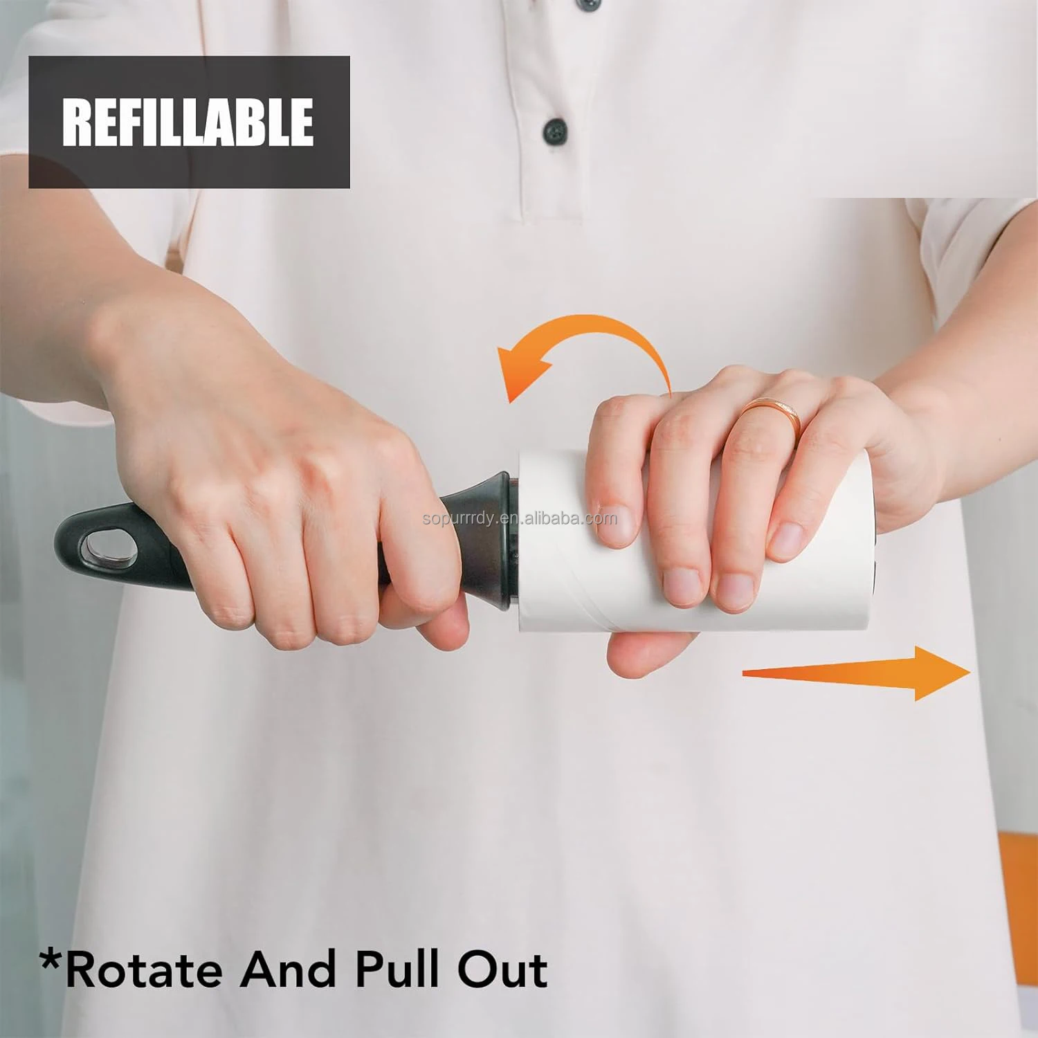 Custom Logo Household Carpet Cleaning Tool 60 Sheets Reusable Sticky Pet Hairs Remover Portable ...