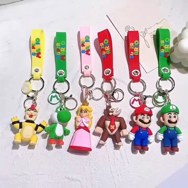 Mario Bros Mushroom 3d Cartoon Pvc Keychain Custom Promotional Car Bag ...