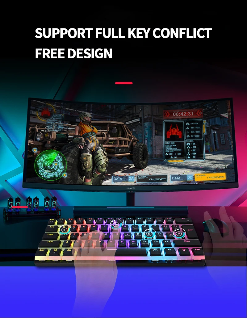 RGB Translucent Mechanical Gaming Keyboard - 60% Layout