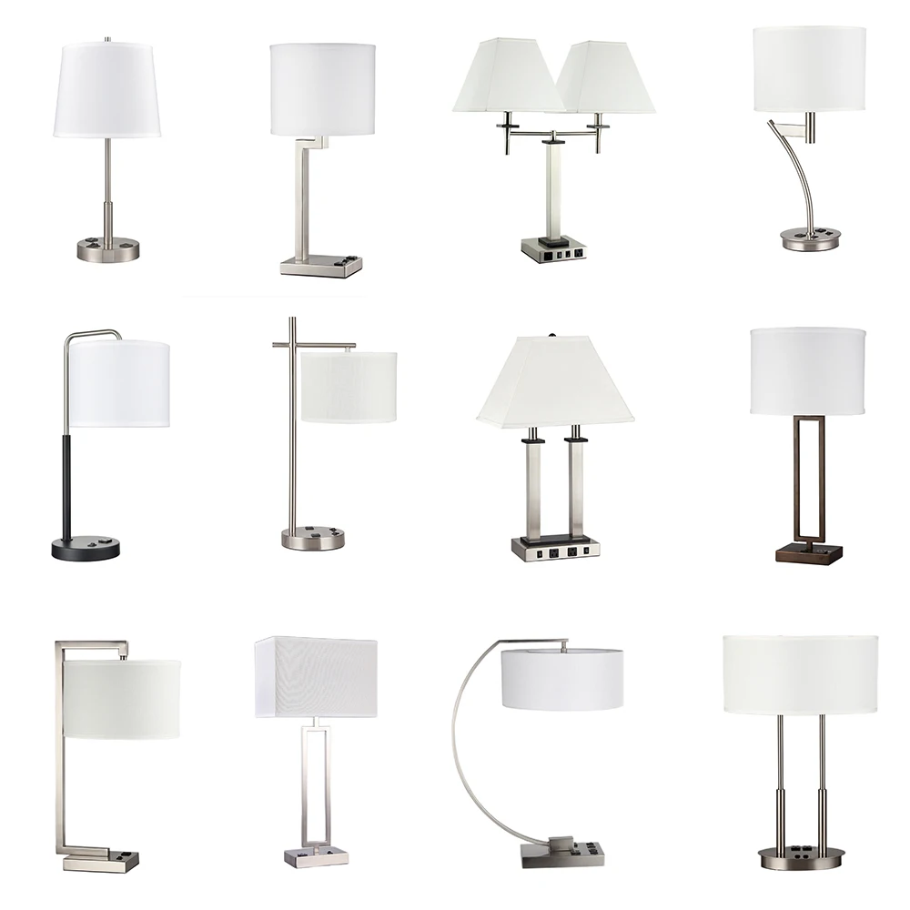 Hotel Table Lamp with Outlet and USB - 50000 Hours LED