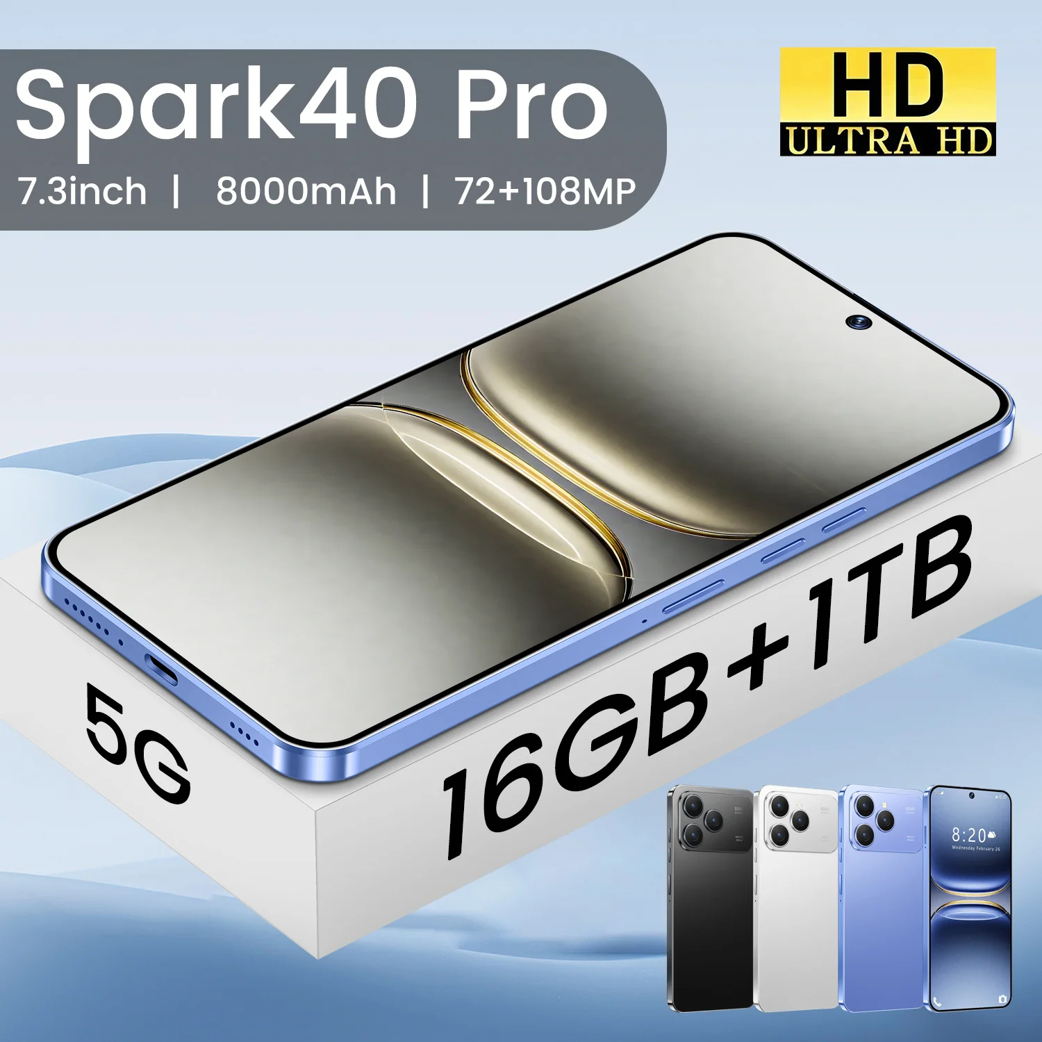 Ultra-Clear 108MP+72MP Dual-Camera Mobile Phone with , 16GB+1TB & 7 ...