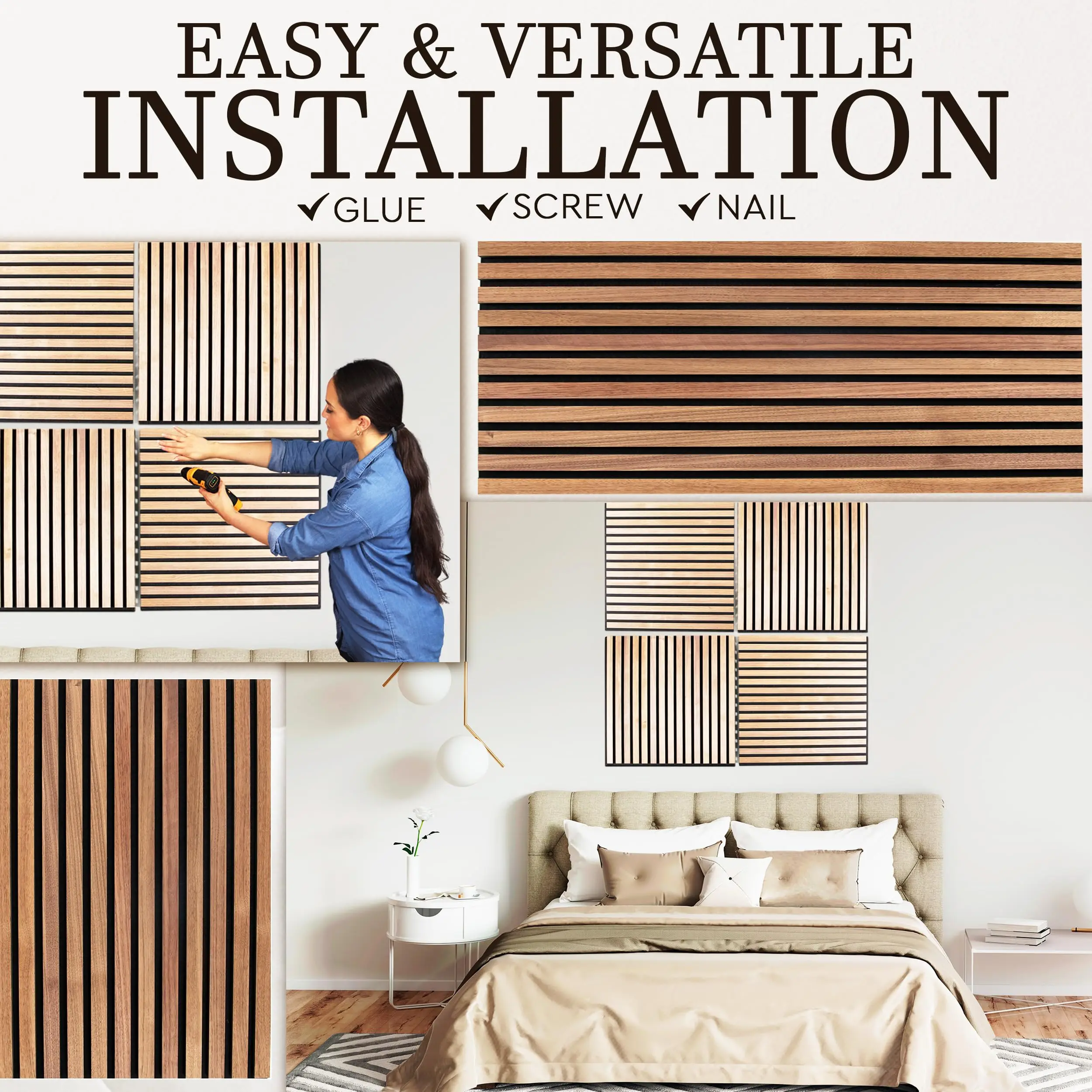 Akupanel Oak Wood Veneer Slat Acoustic Panels for Home & Office