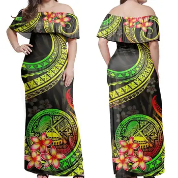 Samoan Tribal Print Off Shoulder Dress Print On Demand Summer Comfort ...
