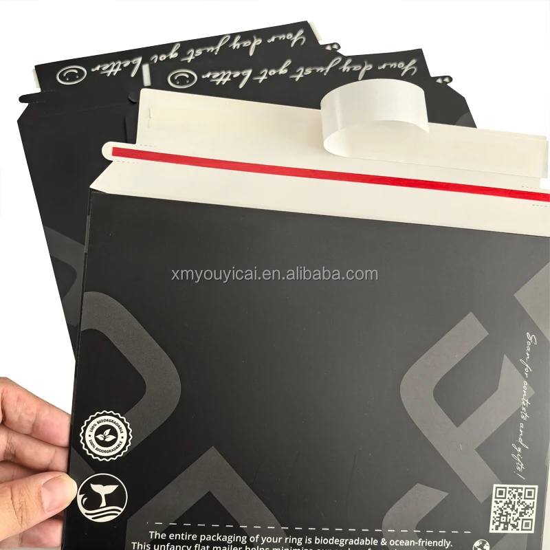 Customized C5 C6 Black Cardboard Envelope Packaging A4 Rigid Cardboard ...