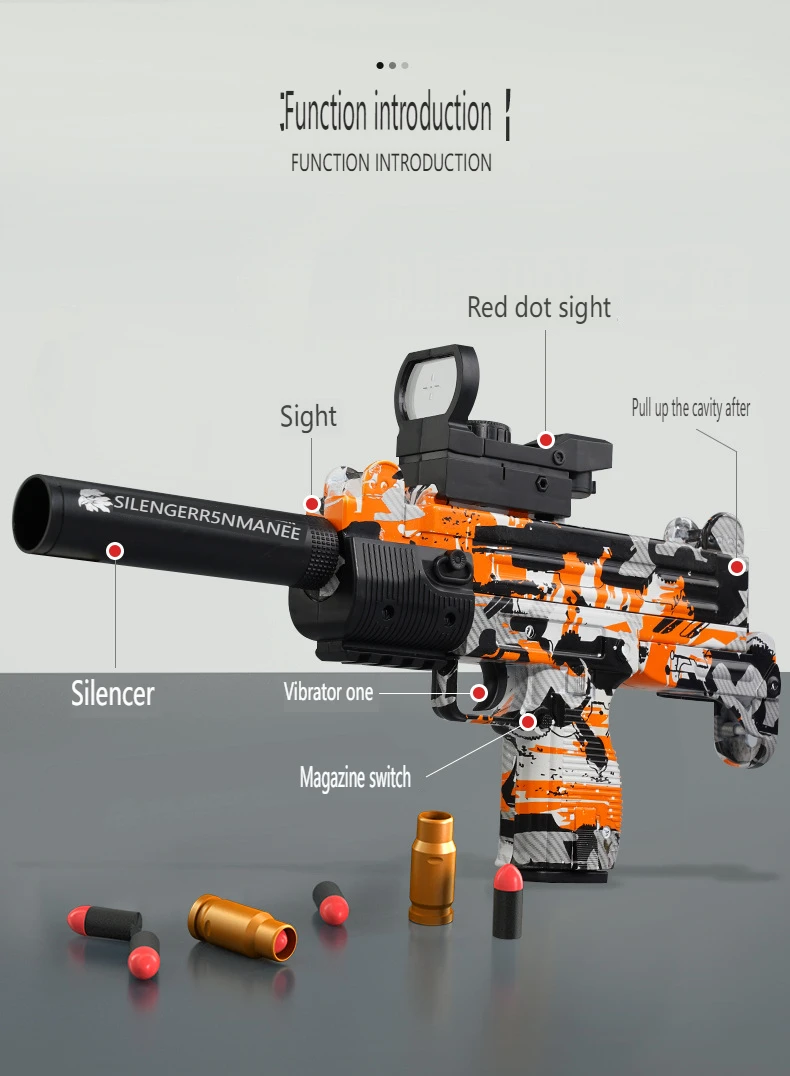 Uzi Soft Shell Gun Transmitter Simulation Gun Boy Model Children's Toy ...