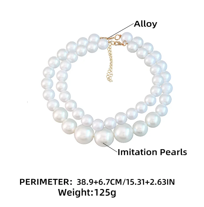 Luxury New Za Multilayer Imitation Pearl Necklace Earrings For Women