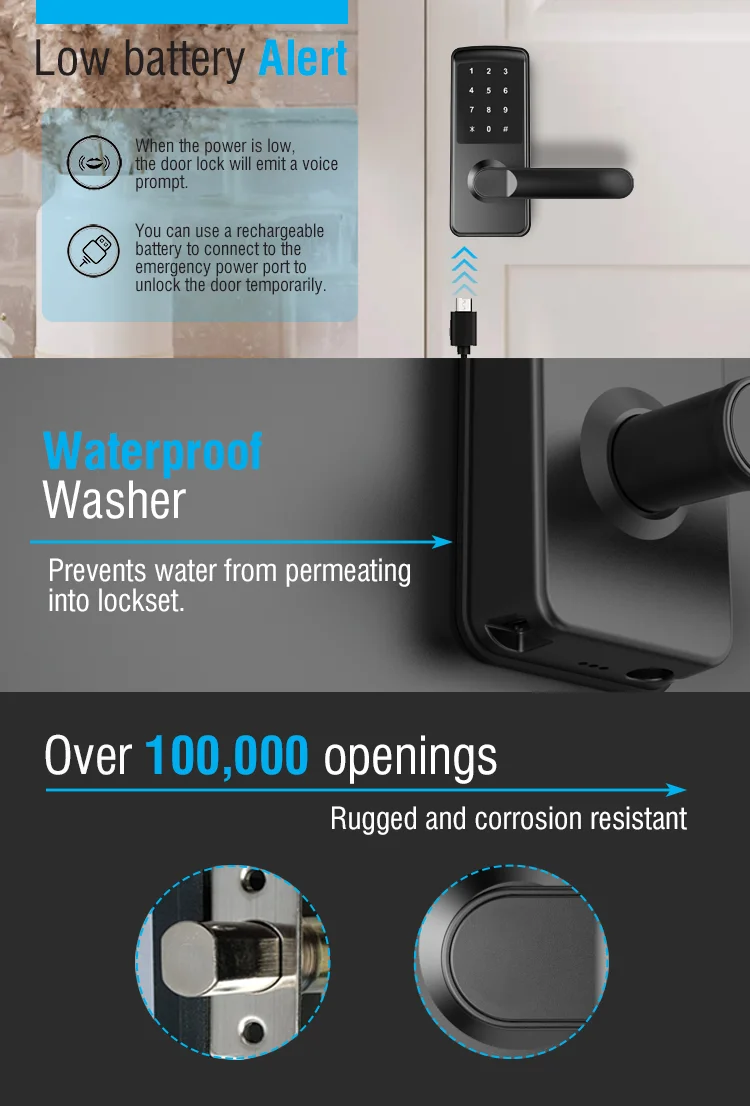 Te'an Digital Door Lock with Key Password APP Fingerprint Network for ...