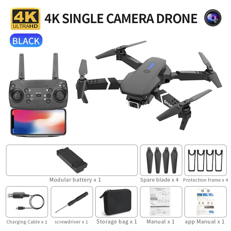 Mini Drone E88 Pro Wifi Fpv Rc Dron With Dual Pro 4k Hd Camera Wide ...