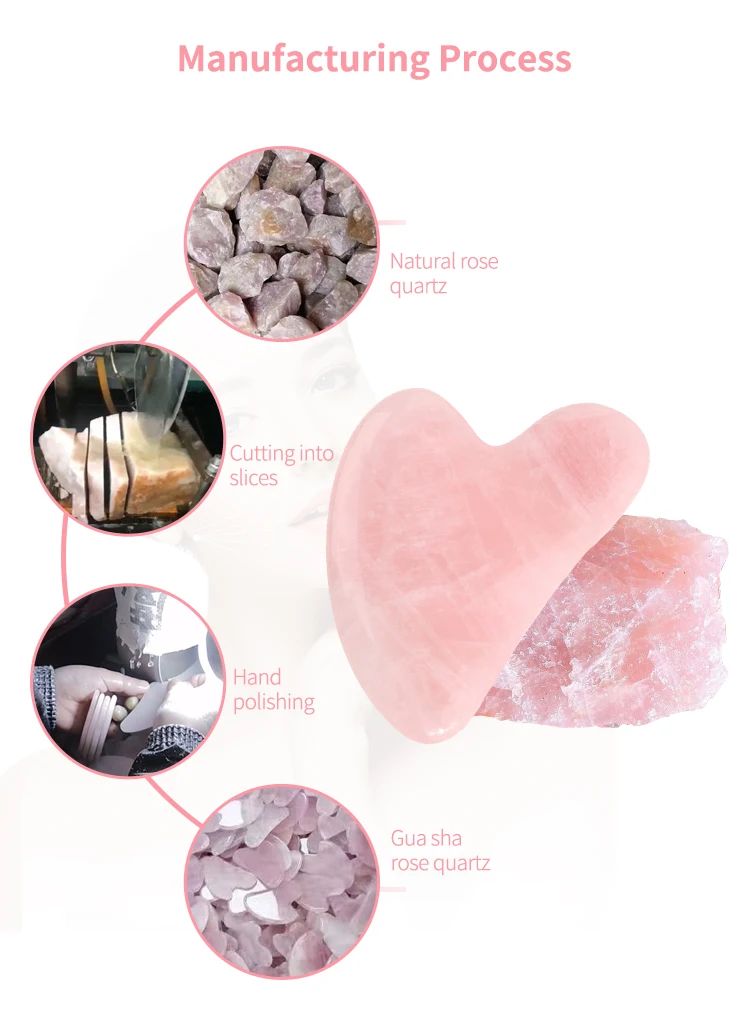 Pink Crystal Massage Face Jade Scraping Board Rose Quartz Gua Sha Tool ...