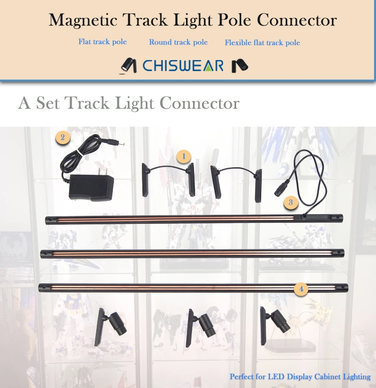 Customize LED Magnetic Track Spotlight Accessories for Glass