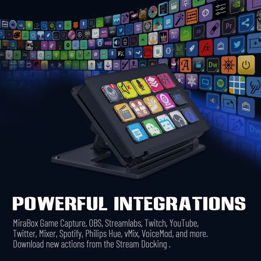 Stream Deck Custom Keyboard - 15 LCD Keys Programmable