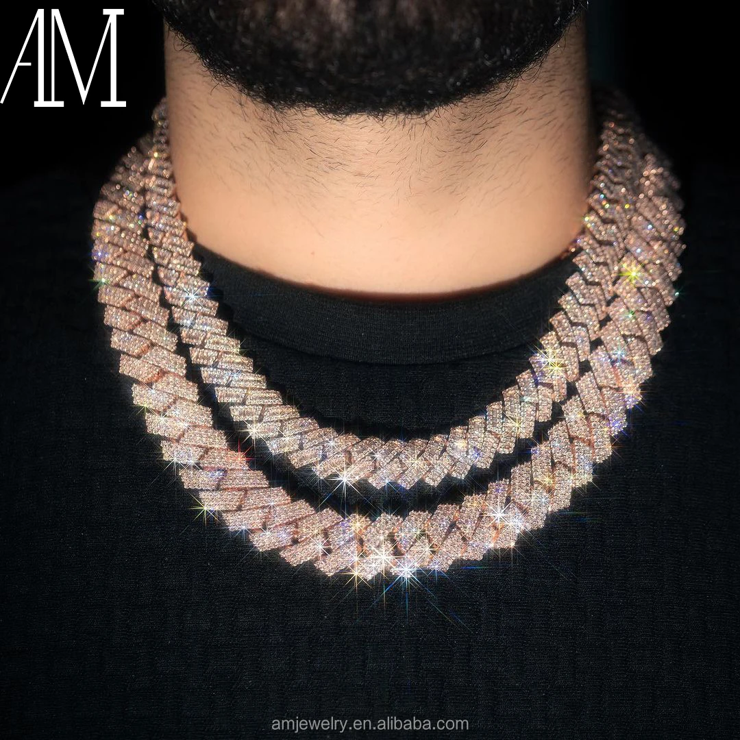 Factory Custom 8mm 10mm 12mm 20mm Vvs Moissanite Diamond Cuban Link ...