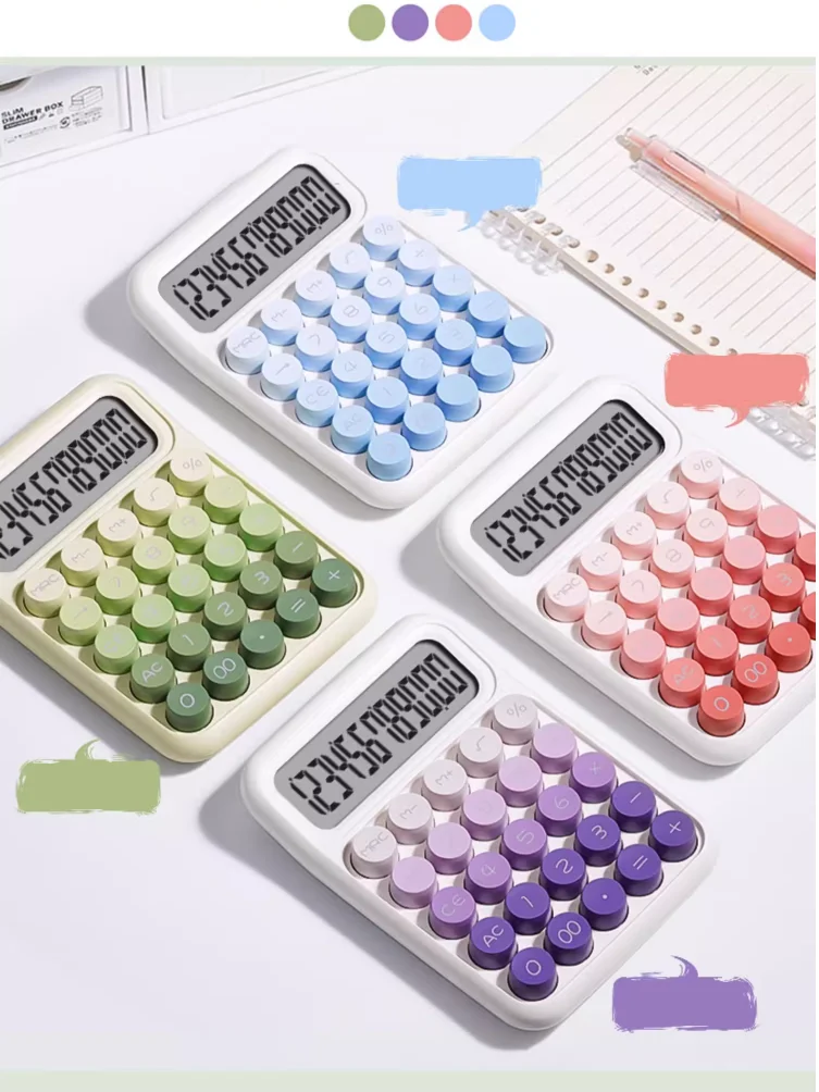 Desktop Cute Aesthetic Mechanical Switch Calculator 12 Digits Large Lcd ...