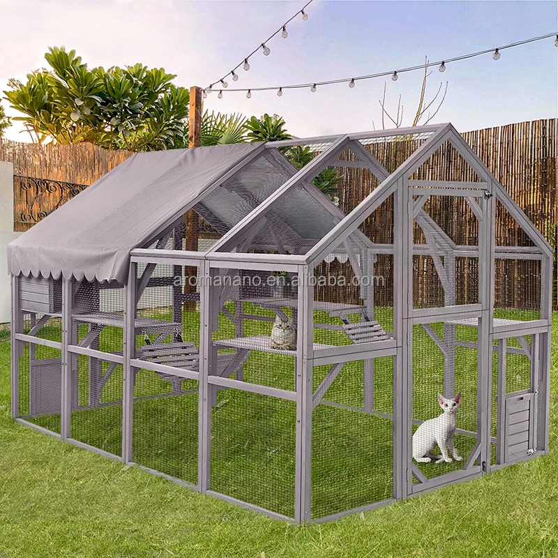Large Cat Run Wooden Cat Houses Outdoor Enclosure - Catio