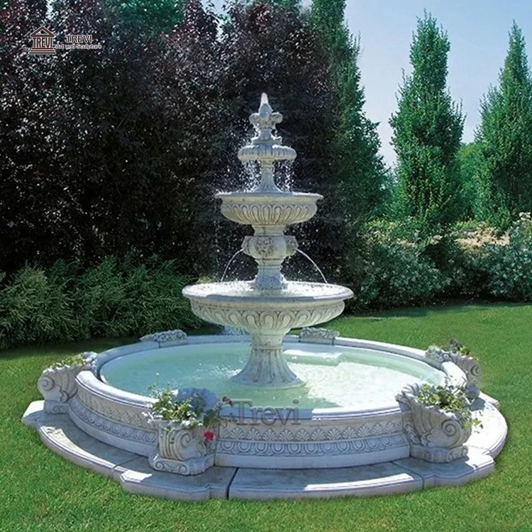 Villa Outdoor Natural Stone 3 Layers Marble Water Fountain for Sale ...