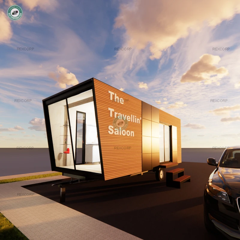 Mobile Salon with Trailer - Modern & Rustic Barber Shop Container, Eco ...