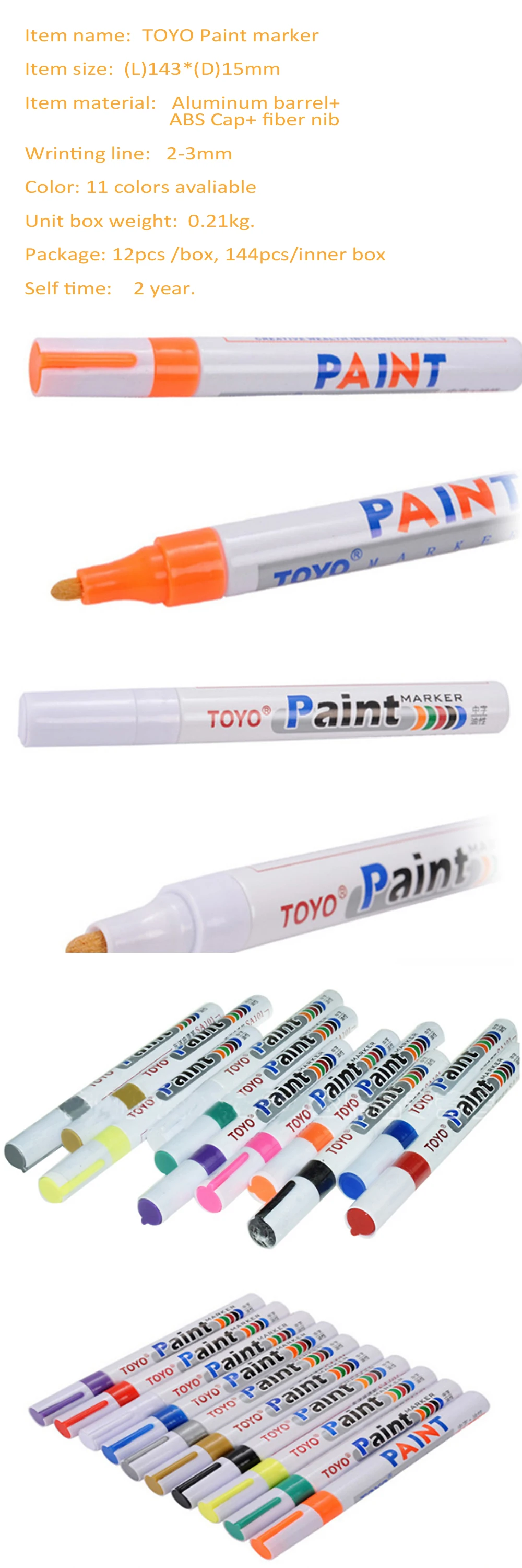 TOYO Tyre Permanent Paint Pen Marker Pens for Car Bike Tires